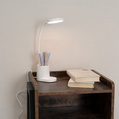 ValueLights Marco White Rechargeable Goose Neck Dimmable Desk Lamp with ...