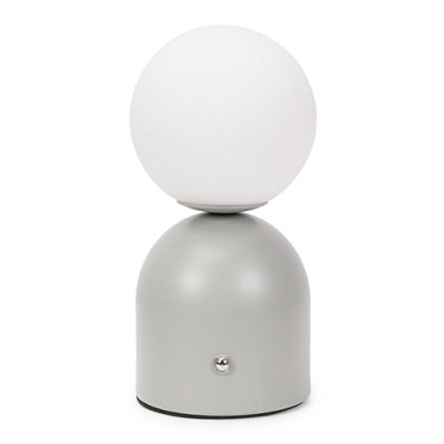 ValueLights Marlow Rechargeable Touch Button Table Lamp with Opal Globe ...