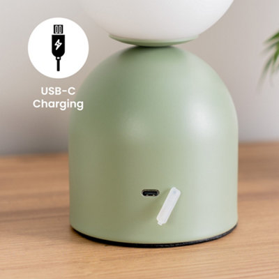 ValueLights Marlow Rechargeable Touch Button Table Lamp with Opal Globe ...