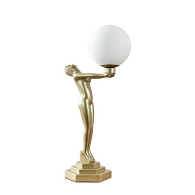 ValueLights Matt Gold Art Deco Female Holding Light Table Lamp With ...