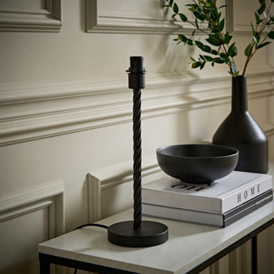 ValueLights Maura Matte Black Twisted Metal Table Lamp Base