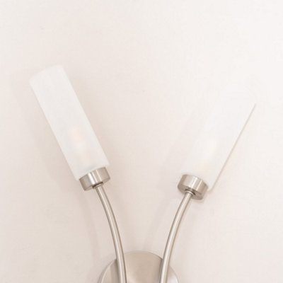 ValueLights Maya 2 Way Curved Brushed Chrome Wall Light Fitting for ...