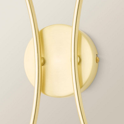 ValueLights Maya 2 Way Curved Brushed Gold Wall Light Fitting for ...