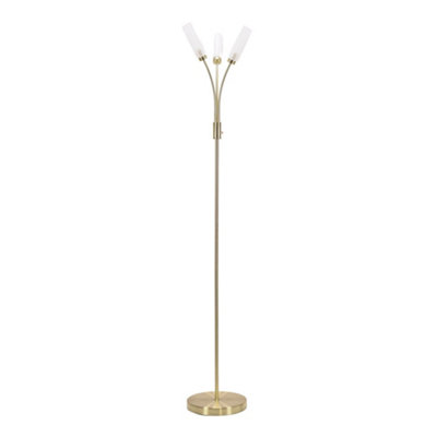 VALUELIGHTS MAYA 3 WAY CURVED ARM BRUSHED GOLD FLOOR LAMP FOR LIVING ...