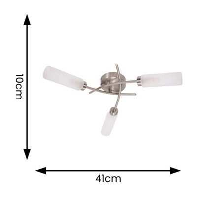 ValueLights Maya 3 Way Curved Cross Over Design Brushed Chrome Ceiling ...