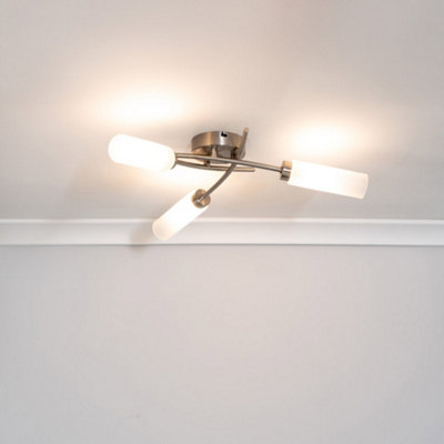 ValueLights Maya 3 Way Curved Cross Over Design Brushed Chrome Ceiling ...