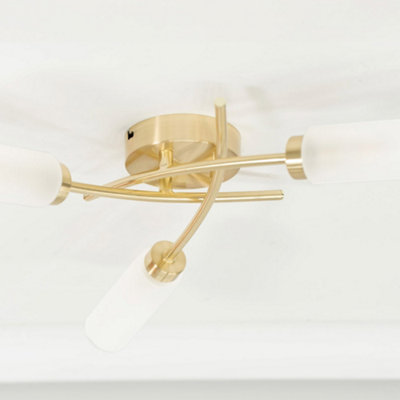 ValueLights Maya 3 Way Curved Cross Over Design Brushed Gold Ceiling ...