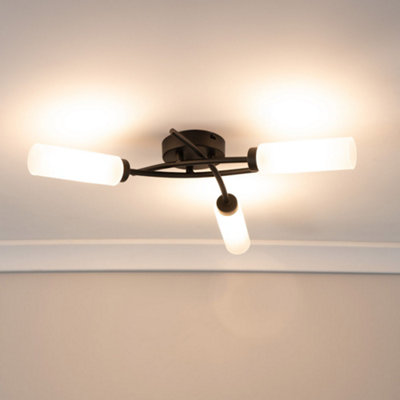 ValueLights Maya 3 Way Curved Cross Over Design Matt Black Ceiling ...