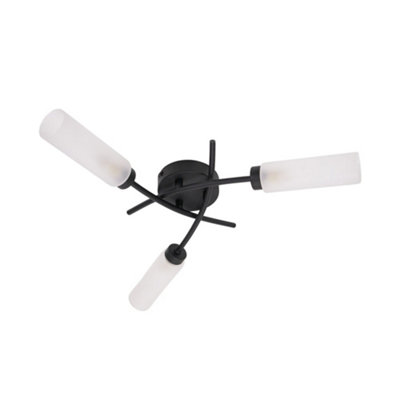 ValueLights Maya 3 Way Curved Cross Over Design Matt Black Ceiling ...