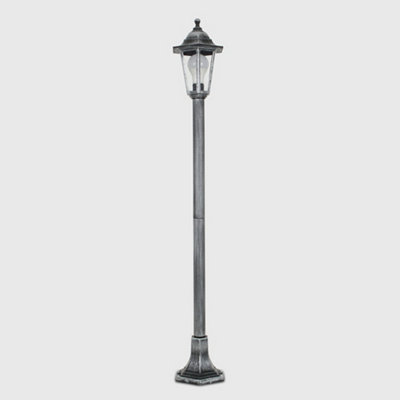 ValueLights Mayfair 1.2m Victorian Black and Silver Outdoor Garden Lamp Post Bollard and Lantern ...