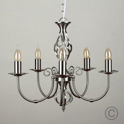 ValueLights Memphis Style Satin Nickel Barley Twist 5 Way Ceiling Light ...