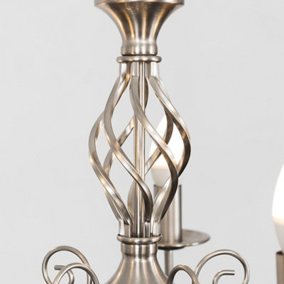 ValueLights Memphis Style Satin Nickel Barley Twist 5 Way Ceiling Light ...