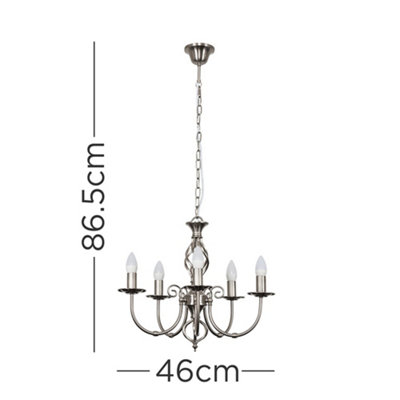 ValueLights Memphis Style Satin Nickel Barley Twist 5 Way Ceiling Light ...