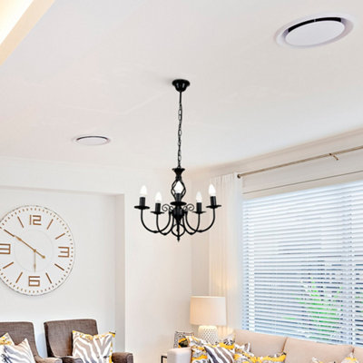 ValueLights Memphis Traditional 5 Way Black Satin Pendant Ceiling Light ...