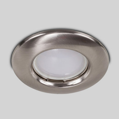 ValueLights Modern Brushed Chrome GU10 Fixed Recessed Ceiling Spotlight ...