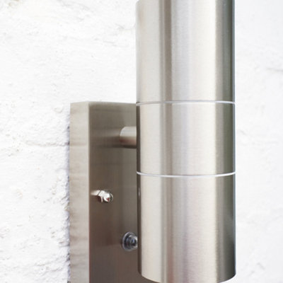 ValueLights Modern Brushed Chrome IP44 Rated Up Down Outdoor Security ...