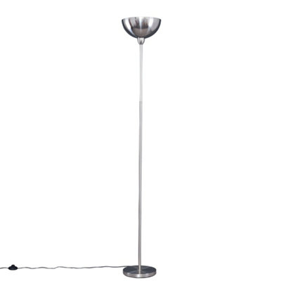 ValueLights Modern Brushed Chrome Uplighter Floor Lamp With Bowl Shaped ...