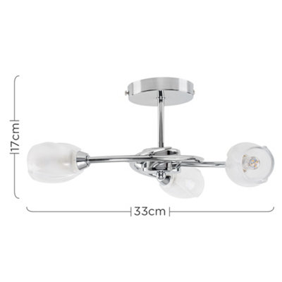 ValueLights Modern Chrome 3 Way Ceiling Light With Frosted Glass Shades