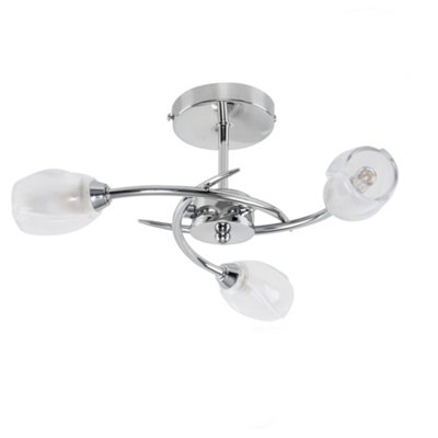 ValueLights Modern Chrome 3 Way LED Ceiling Light with Frosted Glass ...