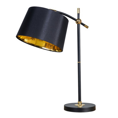 ValueLights Modern Designer Style Black And Polished Brass Bedside ...