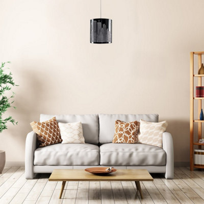 ValueLights Modern Gloss Black New York Skyline Ceiling Shade (D)20cm