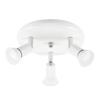 ValueLights Modern Gloss White Chrome 3 Way GU10 Ceiling Spotlight