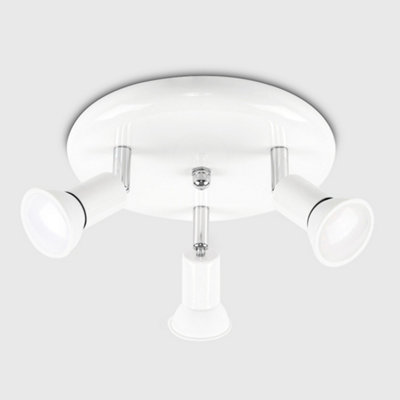 ValueLights Modern Gloss White Chrome 3 Way GU10 Ceiling Spotlight