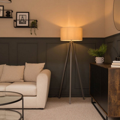ValueLights Modern Grey Wood Tripod Floor Lamp Base | DIY at B&Q