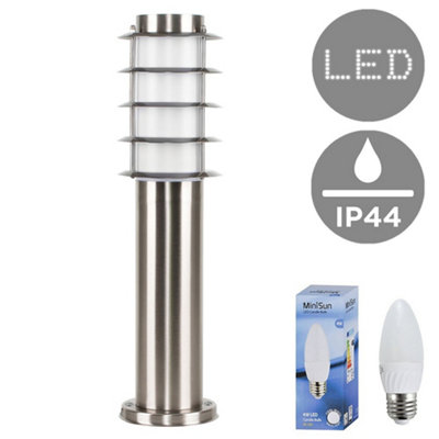 ValueLights Modern Outdoor Stainless Steel 450mm Bollard Lantern Light ...