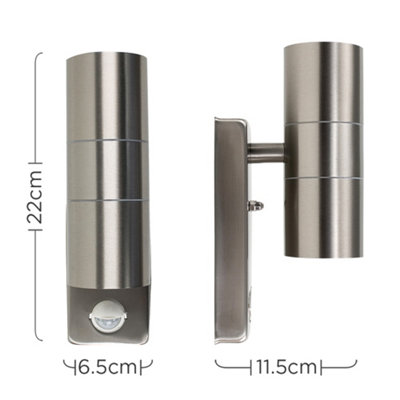 ValueLights Modern Stainless Steel IP44 Rated PIR Motion Sensor Up Down ...