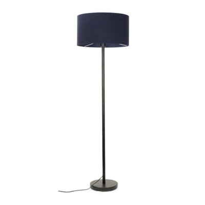 ValueLights Modern Standard Floor Lamp Base In With Navy Shade | DIY at B&Q