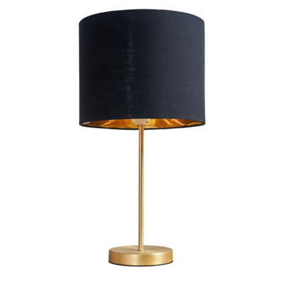 ValueLights Modern Standard Table Lamp In Gold Metal Finish With Black ...