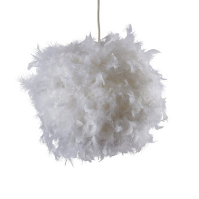 ValueLights Modern White Fluffy Feather Ball Pendant Ceiling Light ...