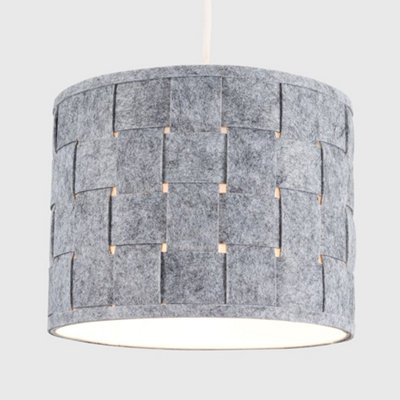 ValueLights Monza Pair of Grey Weave Fabric Light Shades (D)26cm