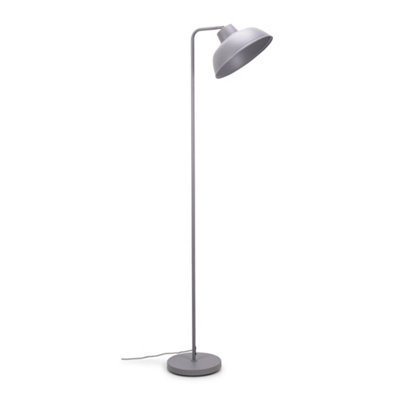 ValueLights Morris Grey Metal Stem Standing Floor Lamp with Angled Dome ...