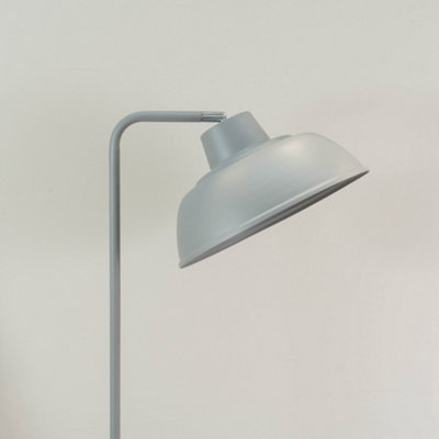 ValueLights Morris Grey Metal Stem Standing Floor Lamp with Angled Dome ...