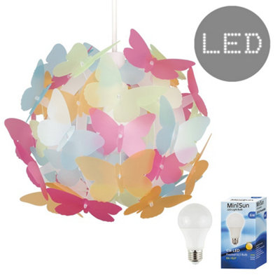 ValueLights Multicolour Ceiling Pendant Shade and E27 GLS LED 6W Warm ...