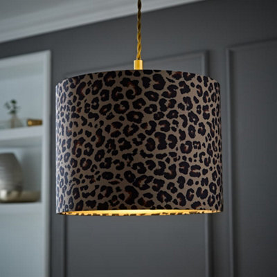ValueLights Oasis Leopard Print Fabric with Metallic Gold Inner Drum ...