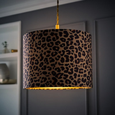 ValueLights Oasis Leopard Print Fabric with Metallic Gold Inner Drum ...