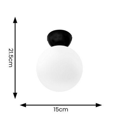 ValueLights Orbital Black Opal Glass IP44 Bathroom Flush Ceiling Light ...