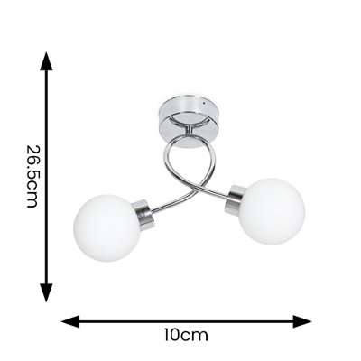 ValueLights Orbital Brushed Chrome 2 Way Twist Opal Glass IP44 Bathroom ...