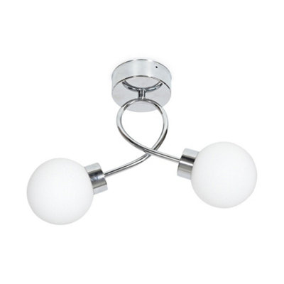 ValueLights Orbital Chrome 2 Way Opal Glass IP44 Bathroom Ceiling Light ...