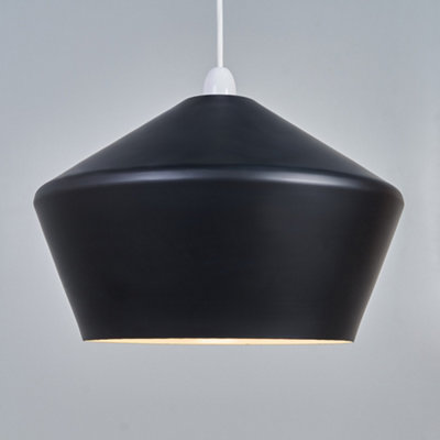 ValueLights Otis Contemporary Matt Black Flared Angular Ceiling Pendant ...