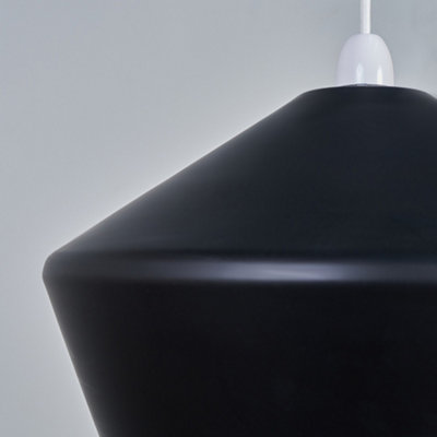 ValueLights Otis Contemporary Matt Black Flared Angular Ceiling Pendant ...