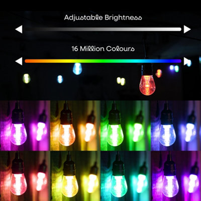 ValueLights Outdoor RGBIC Smart Festoon Lights, IP65 Waterproof String ...
