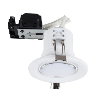 ValueLights Pack of 10 - Fire Rated Gloss White GU10 Recessed Ceiling ...