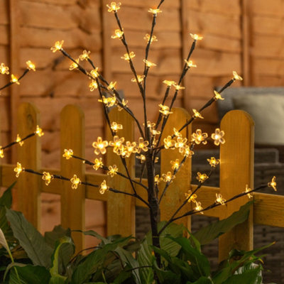 ValueLights Pack of 2 - Solar Powered Cherry Blossom Spike Lights ...