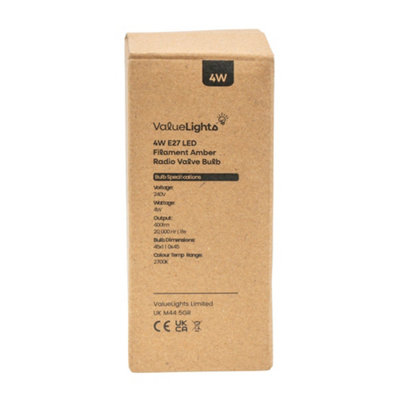 ValueLights Pack of 5 Retro Style 4w LED Filament ES E27 Radio Valve ...