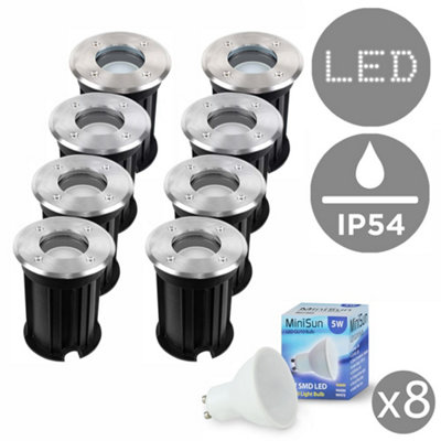 ValueLights Pack of 8 Bushed Chrome IP54 Rated Outdoor Garden Walk Over ...