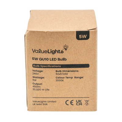 ValueLights Pack of 8 Dimmable 5W SMD LED GU10 Super Bright Thermo ...